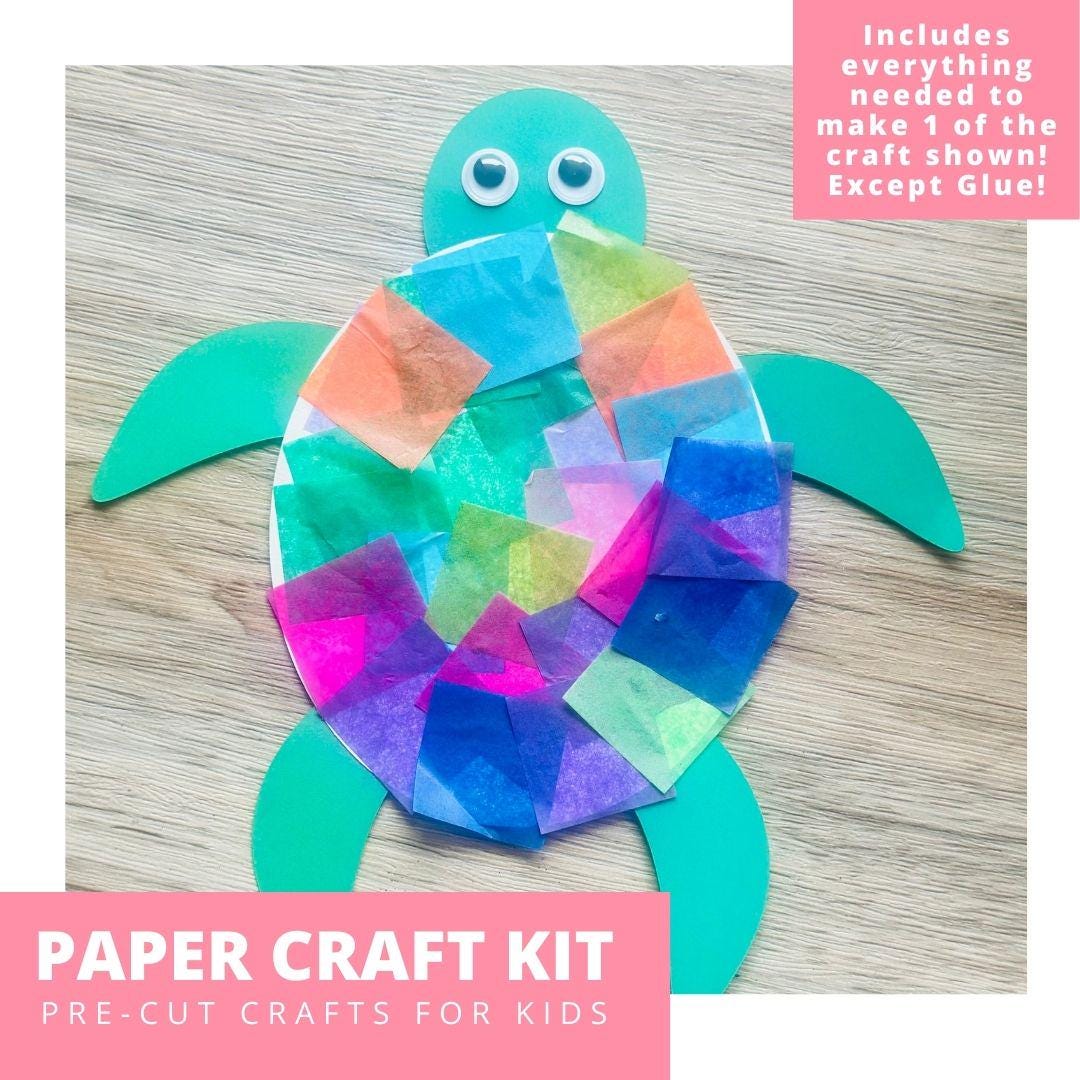 Tissue Paper Turtle Paper Craft Kit, Turtle Arts & Crafts Kit for Kids ...
