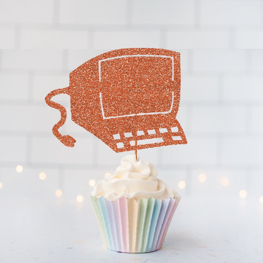 Glitter Computer Cupcake Toppers, Glitter Cupcake Toppers, Glitter Cake ...