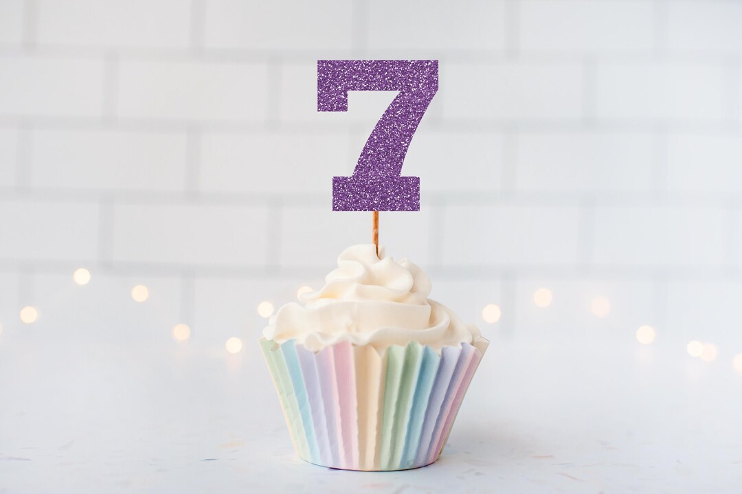 Glitter Number 7 Cupcake Toppers, 7th Birthday, Age Seven, Number 7 ...