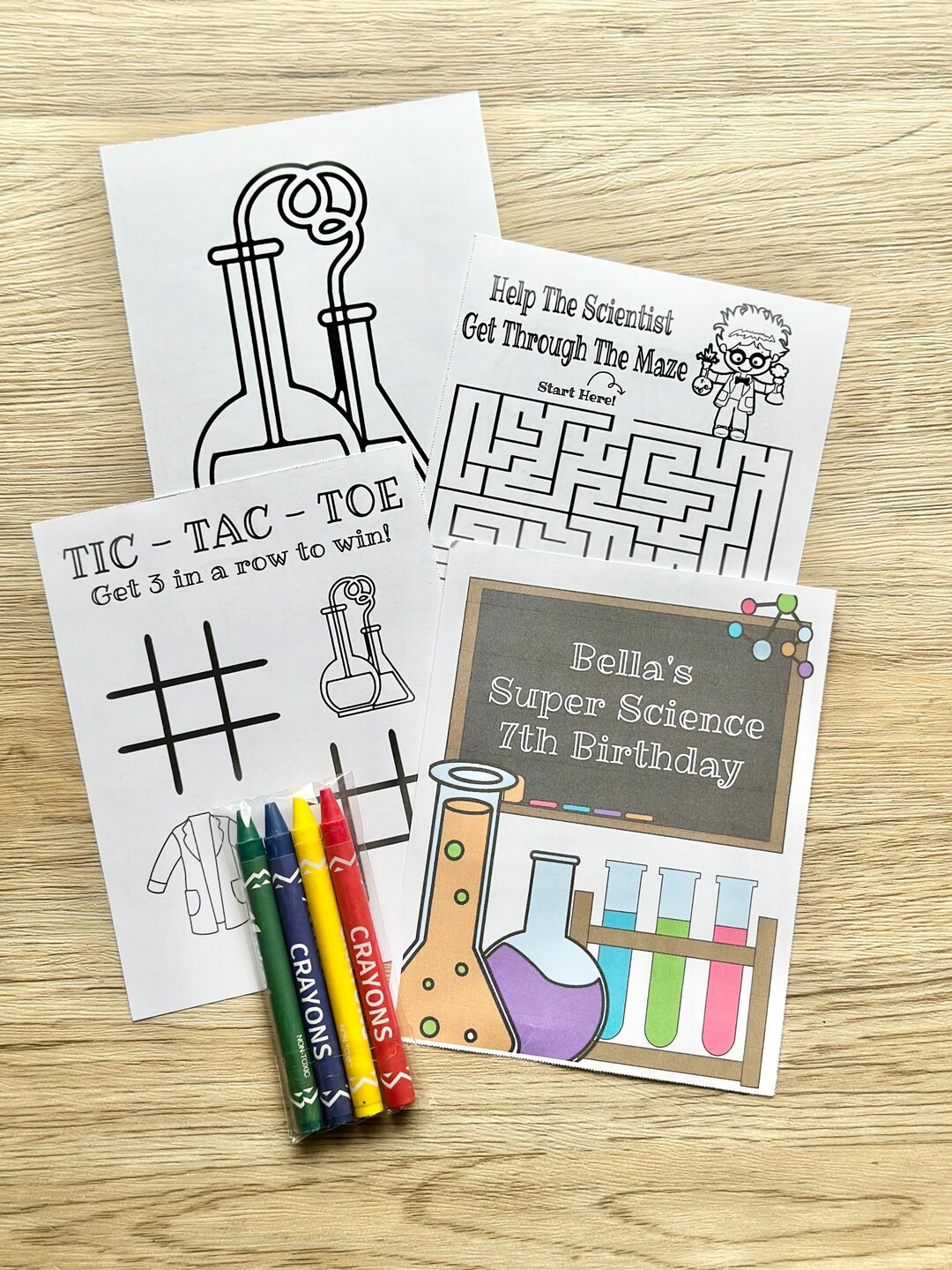 Personalized Science Coloring Kit Favors Science Party Coloring Book ...