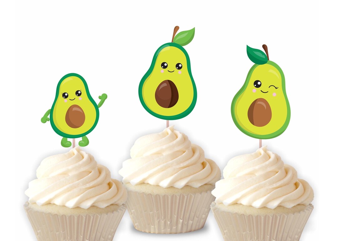 Printed Avocado Cupcake Toppers, Printed Avocado Cupcake Toppers ...