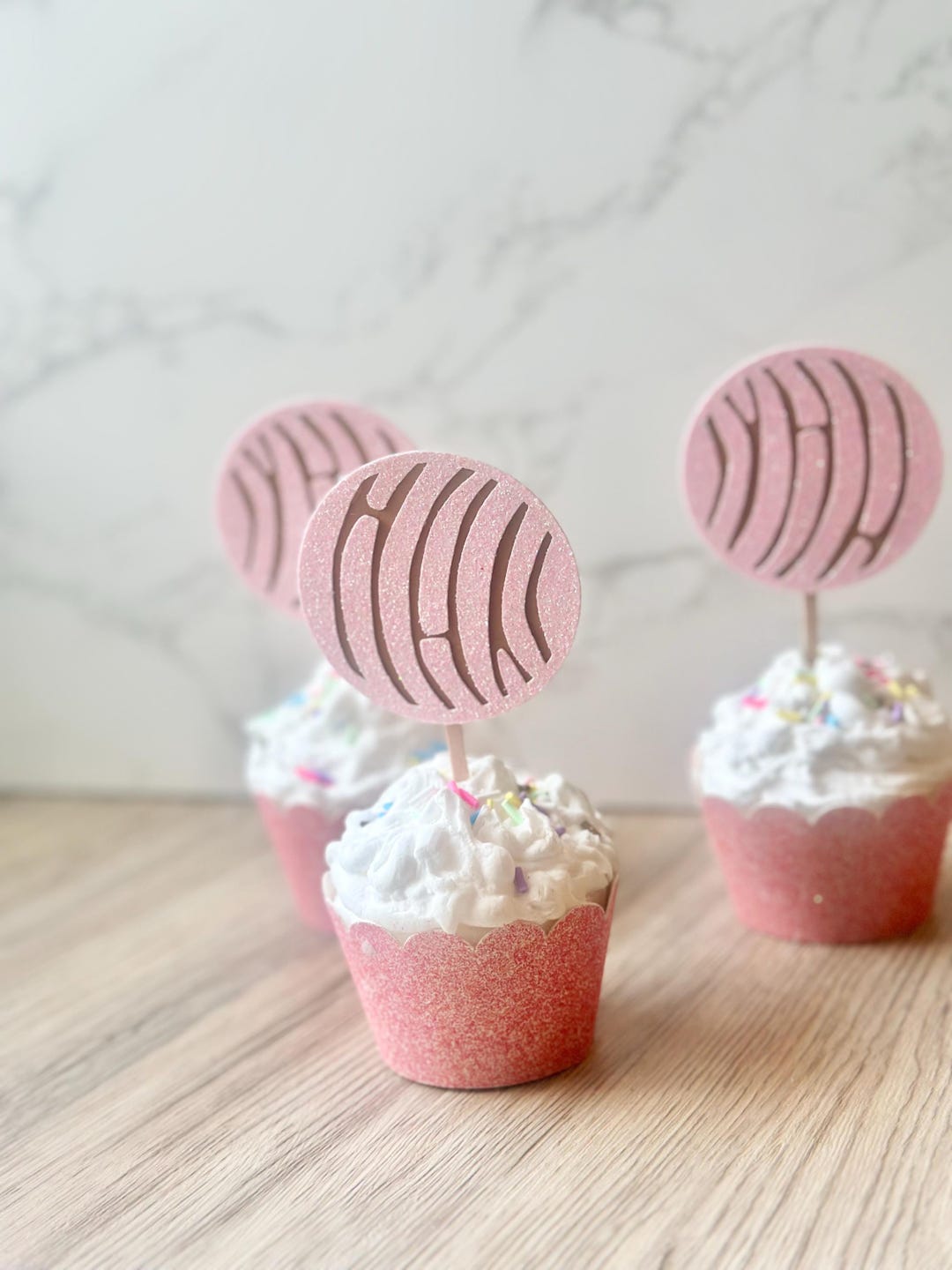 Glitter Concha Cupcake Toppers, Pan Dulce Party, Mexican Bakery Theme ...
