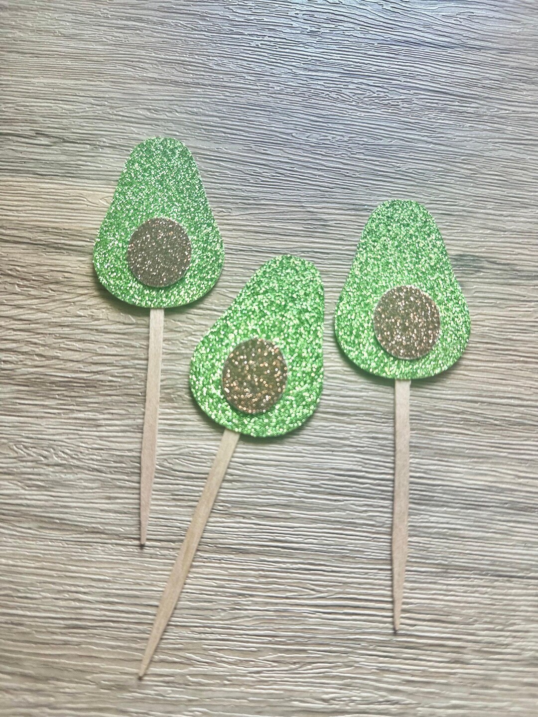 Glitter Avocado Cupcake Toppers, Layered Glitter Cupcake Toppers ...