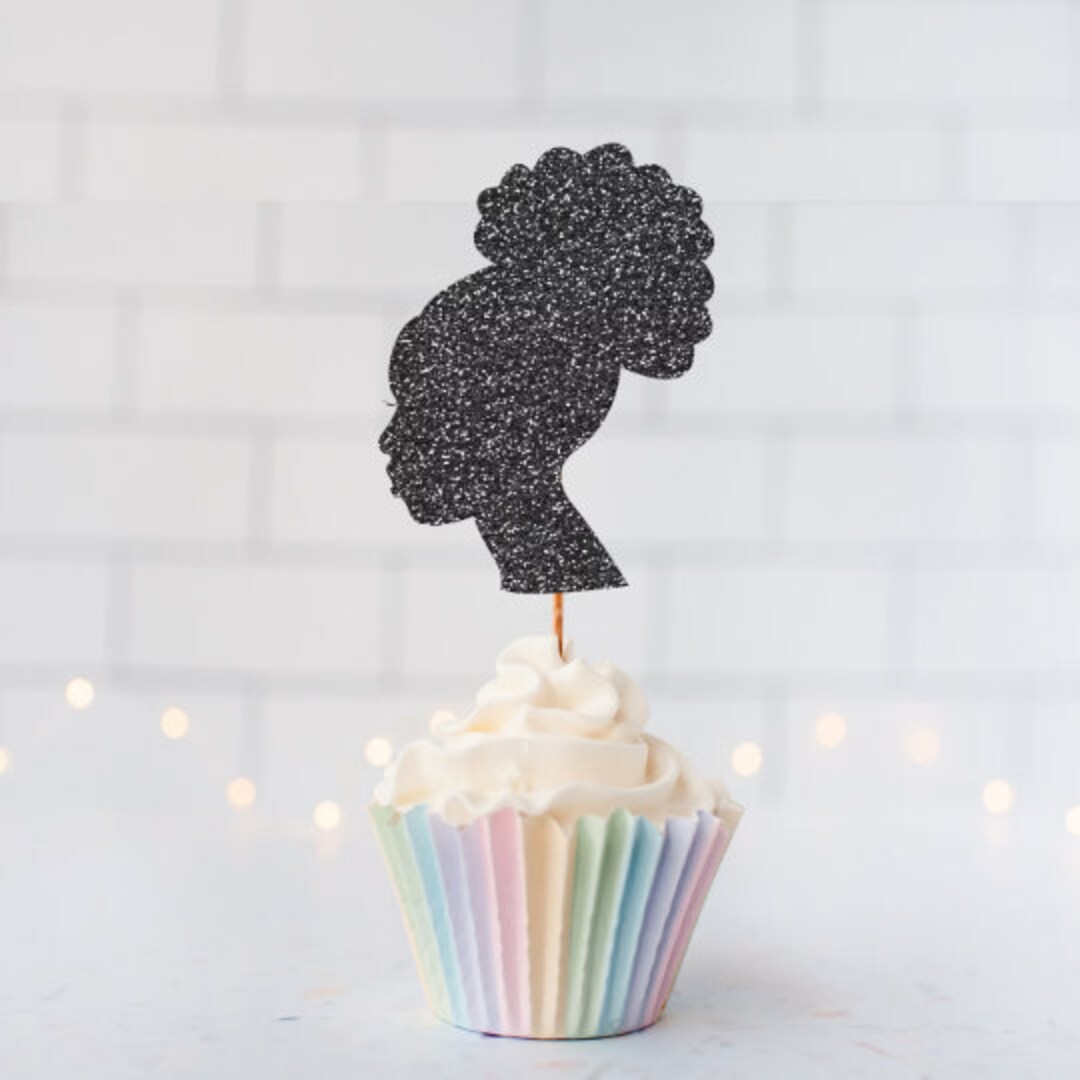 Glitter Afro Girl Cupcake Toppers Glitter Cupcake Toppers Glitter Cake ...