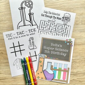 Personalized Science Coloring Kit Favors, Science Party Coloring Book ...
