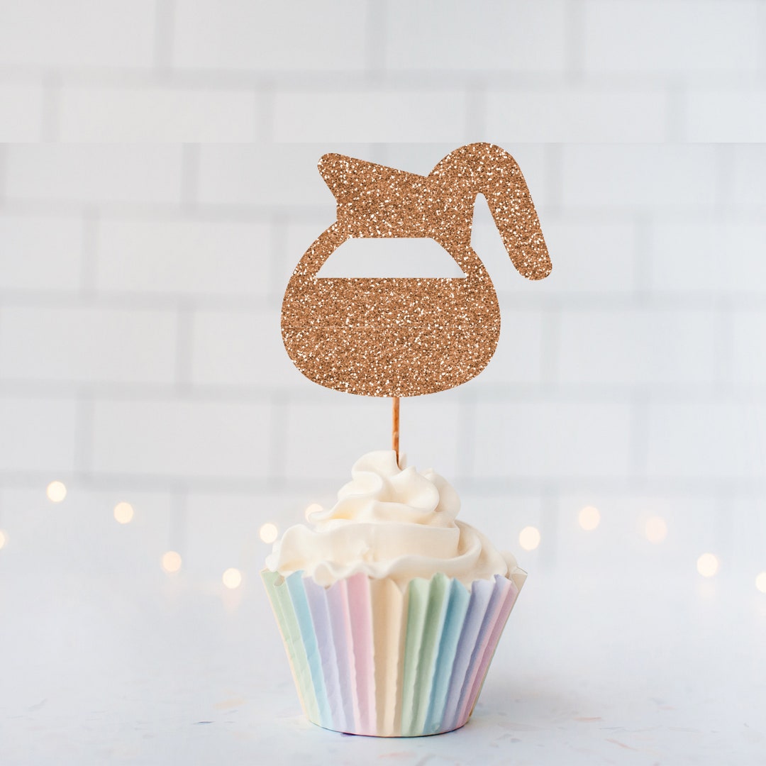 READY TO SHIP Glitter Coffee Pot Toppers, Coffee Lover Party, Latte ...