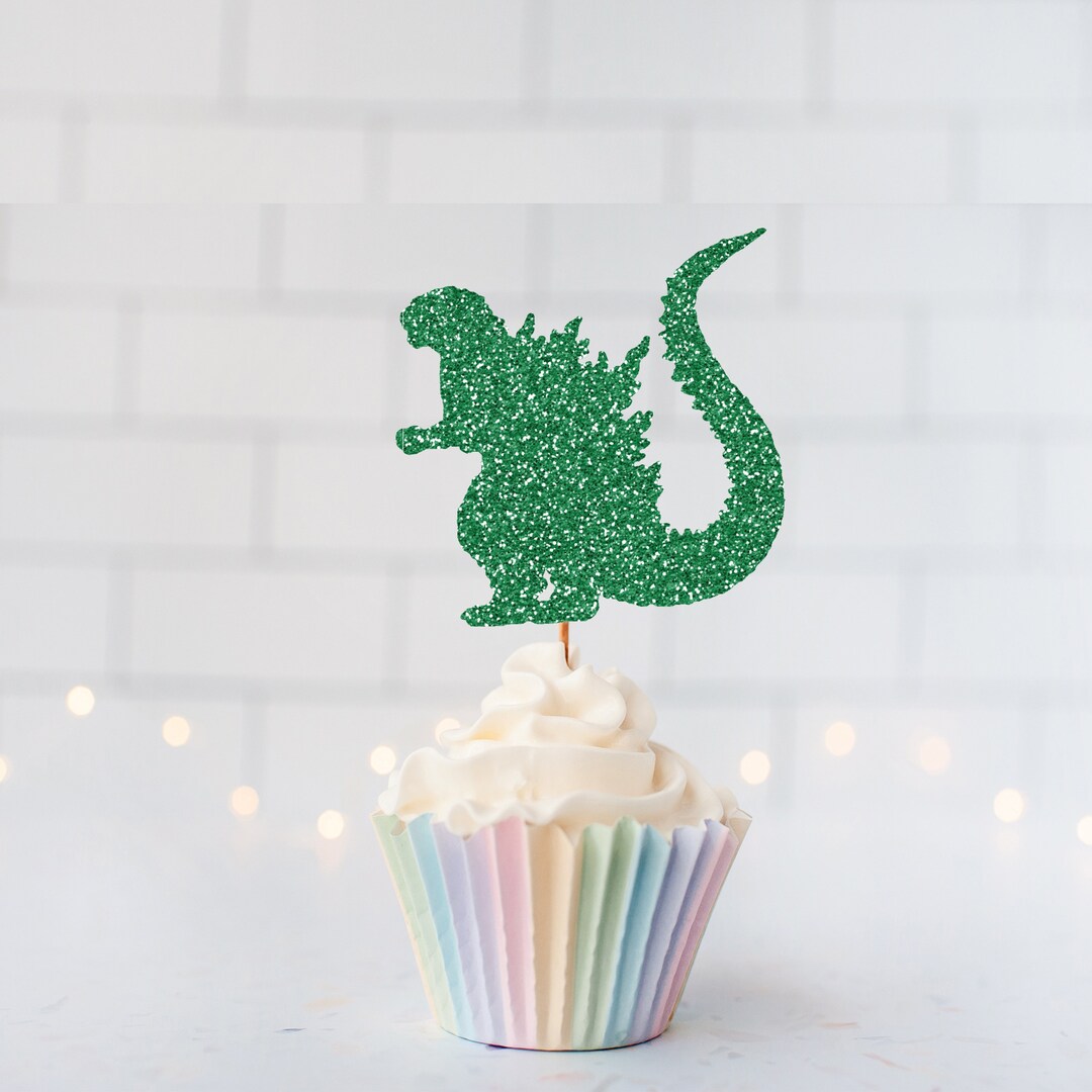 Glitter Titan Lizard Cupcake Toppers, Monster Party Decor, City Skyline ...