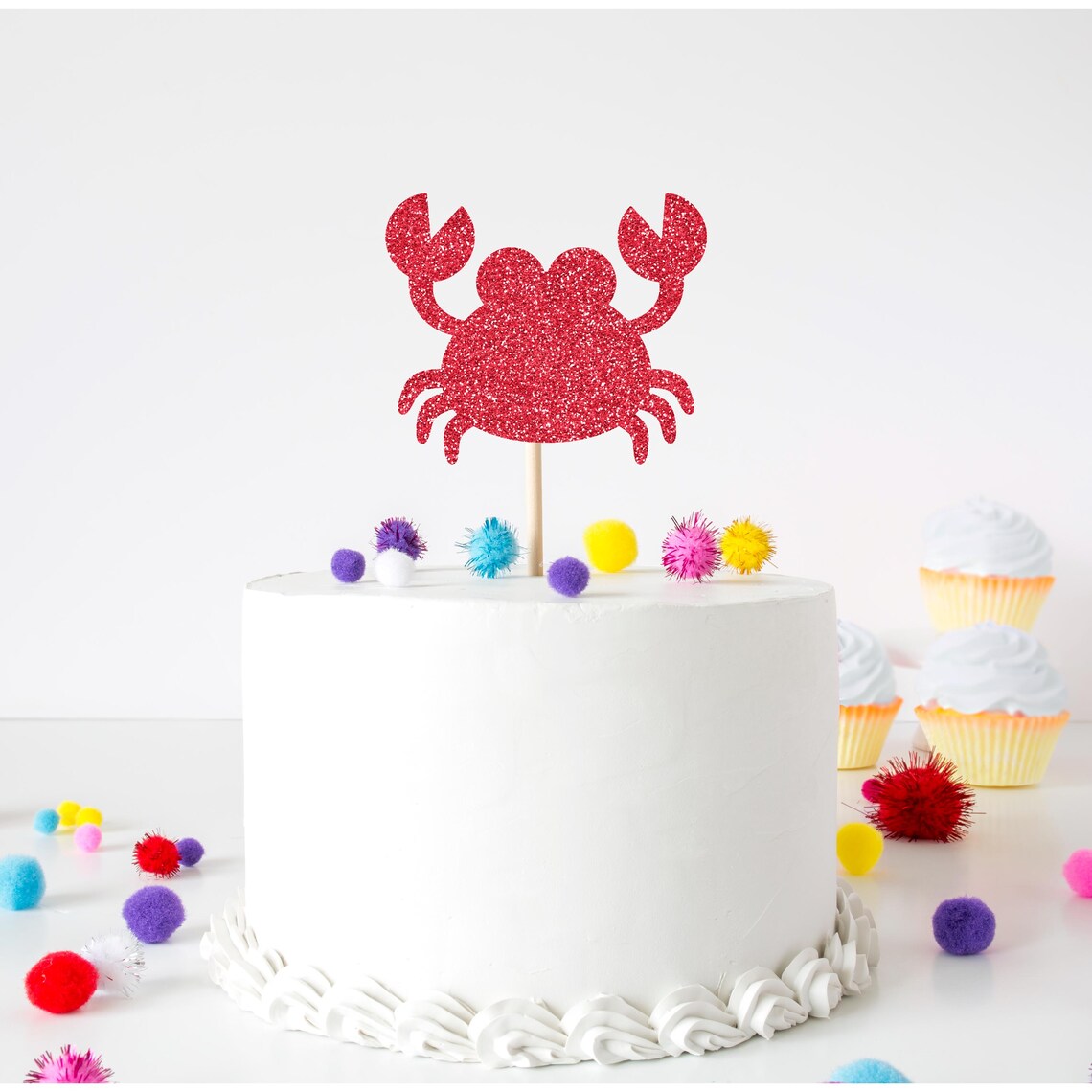 Glitter Crab Cake Topper, Glitter Cake Decor, Party Cake Topper - Etsy