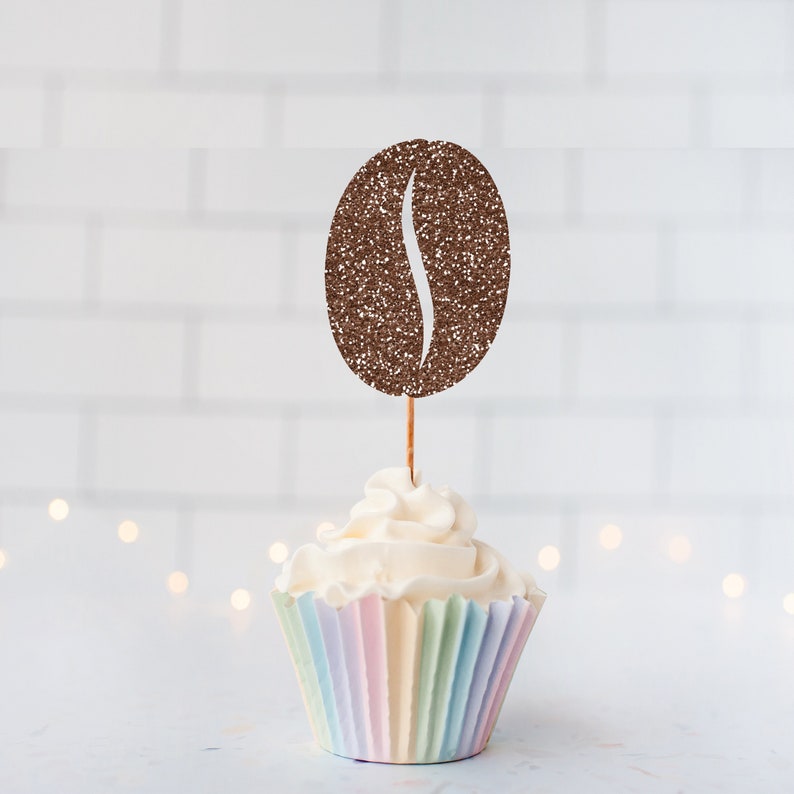Glitter Coffee Bean Toppers Glitter Cupcake Toppers Glitter Cake Topper ...