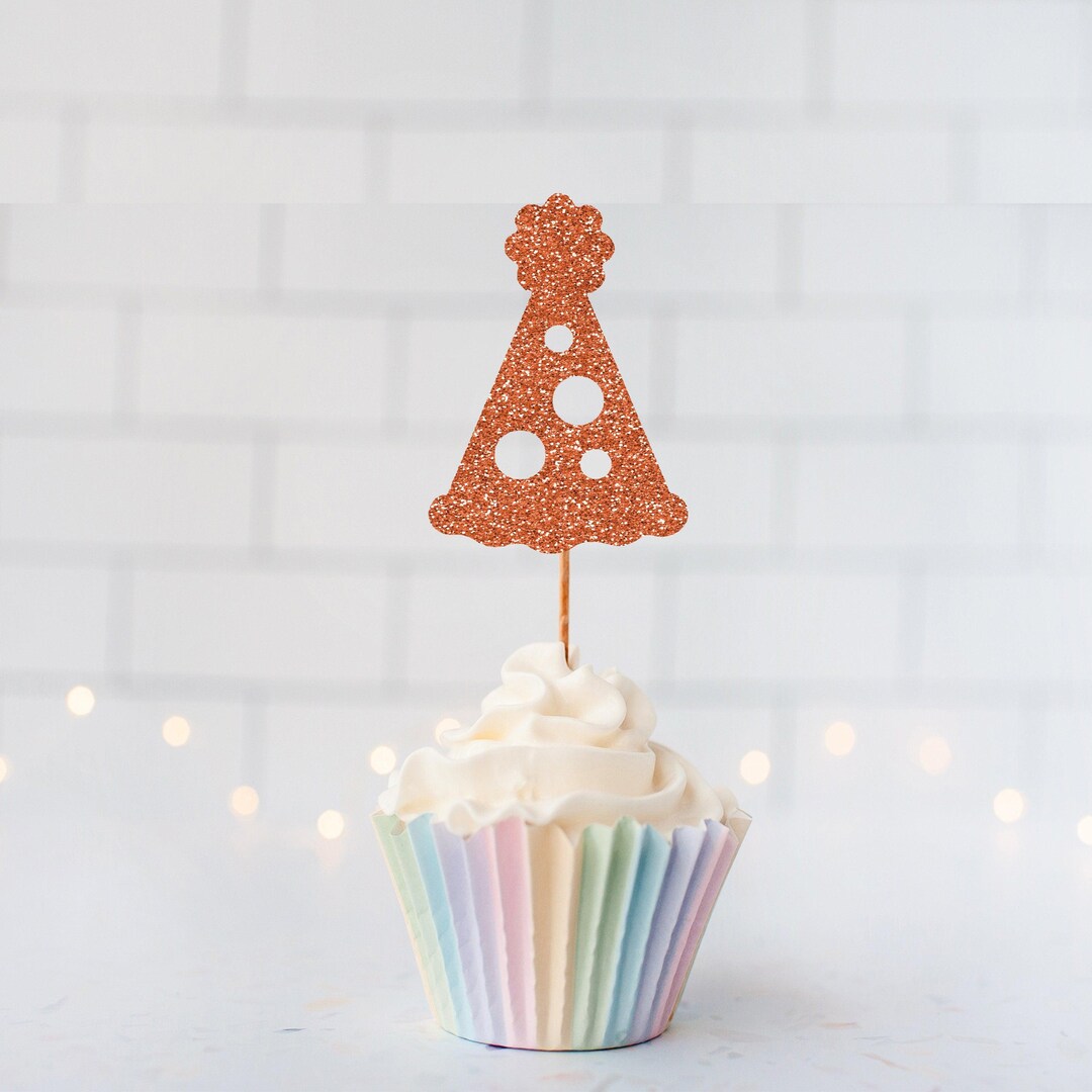 READY TO SHIP Party Hat Cupcake Toppers - Etsy