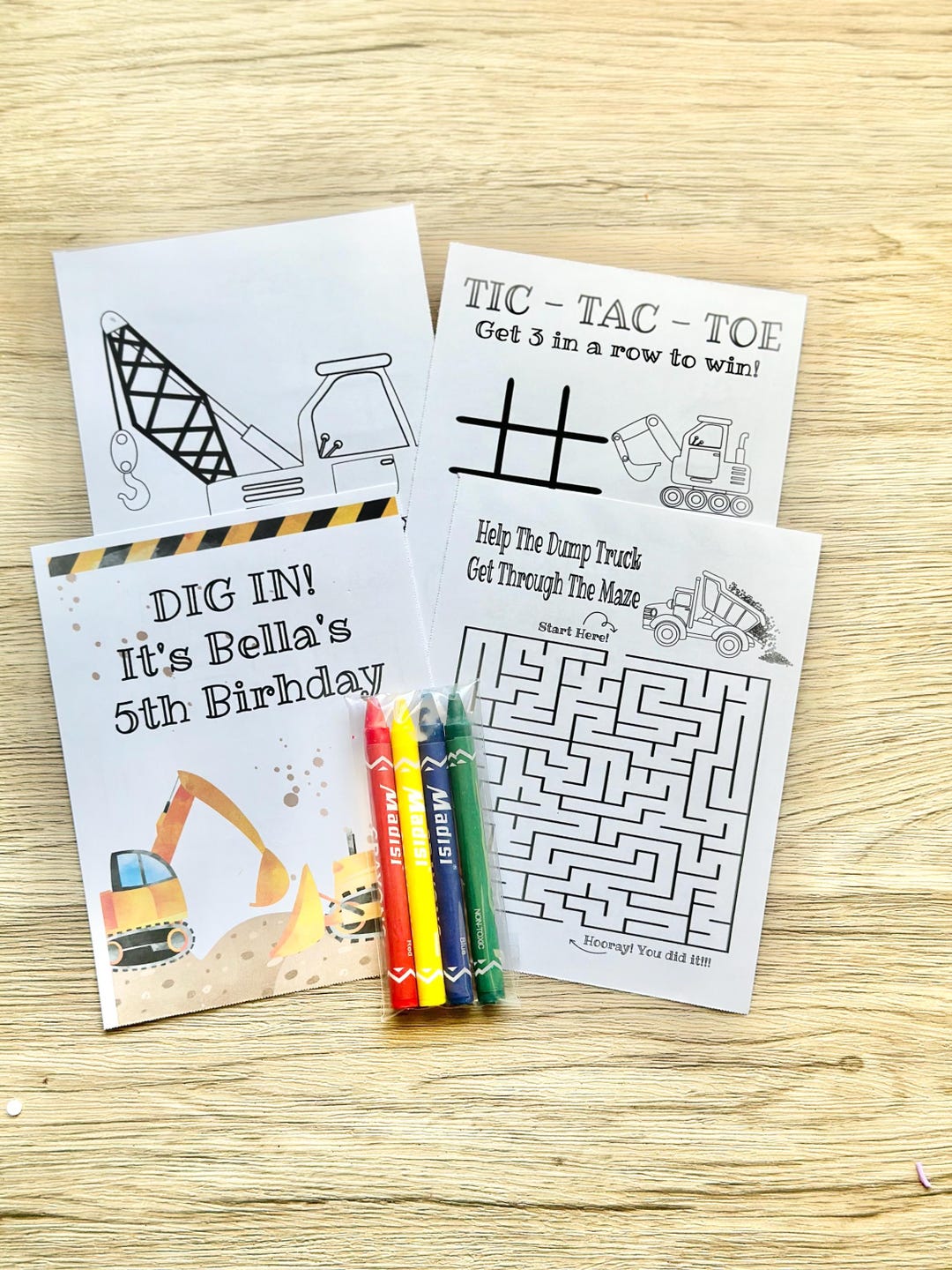 Personalized Construction Coloring Kit Favors, Construction Party ...