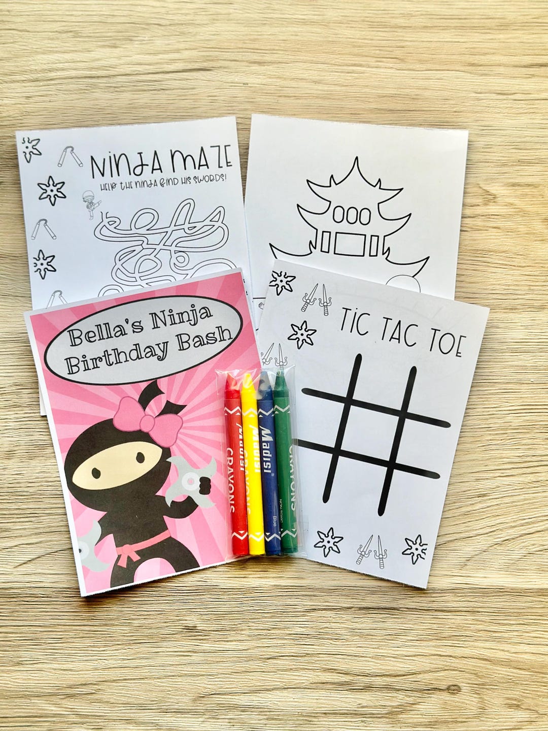 Personalized Ninja Girl Coloring Kit Favors, Ninja Coloring Book Favors ...