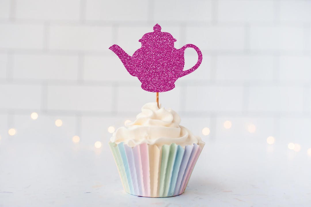 Glitter Tea Pot Cupcake Toppers, Tea Party, Tea for Two, Tea Time, Tea ...