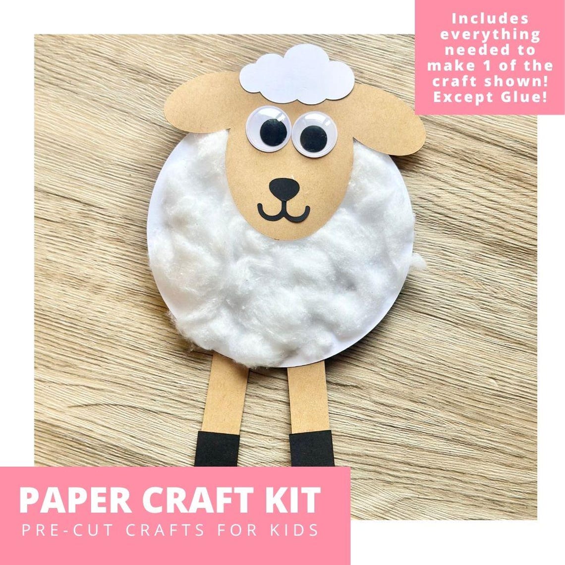 Cotton Ball Sheep Paper Craft Kit, Sheep Arts & Crafts Kit for Kids ...