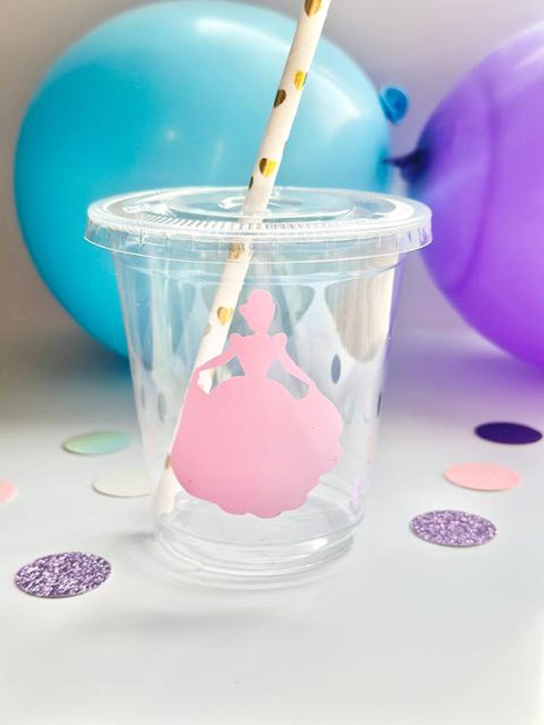 Royal Princess Party Cups W/ Lids and Straws, Set of 10, Princess Party ...