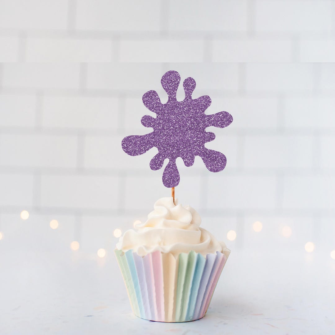 Glitter Paint Splatter Cupcake Toppers, Art Party Decor, Colorful ...