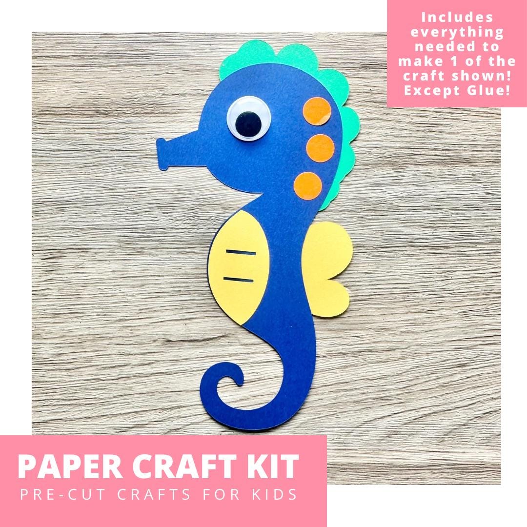 Seahorse Paper Craft Kit, Seahorse Arts & Crafts Kit for Kids, Sea ...