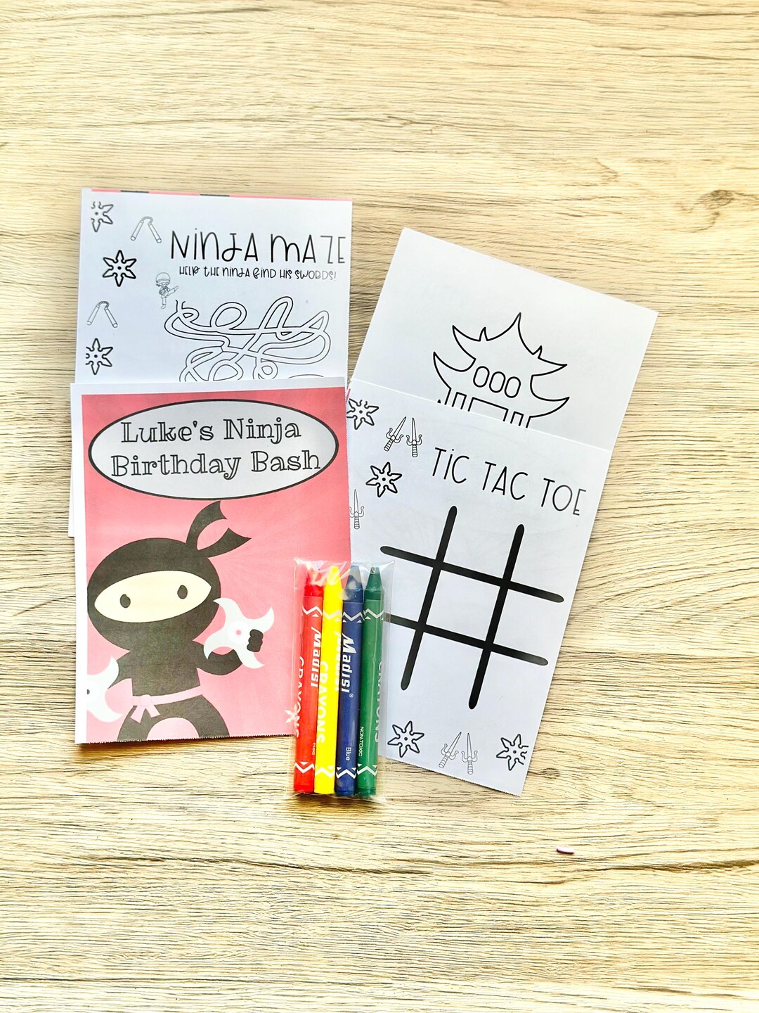 Personalized Ninja Boy Coloring Kit Favors, Ninja Coloring Book Favors ...