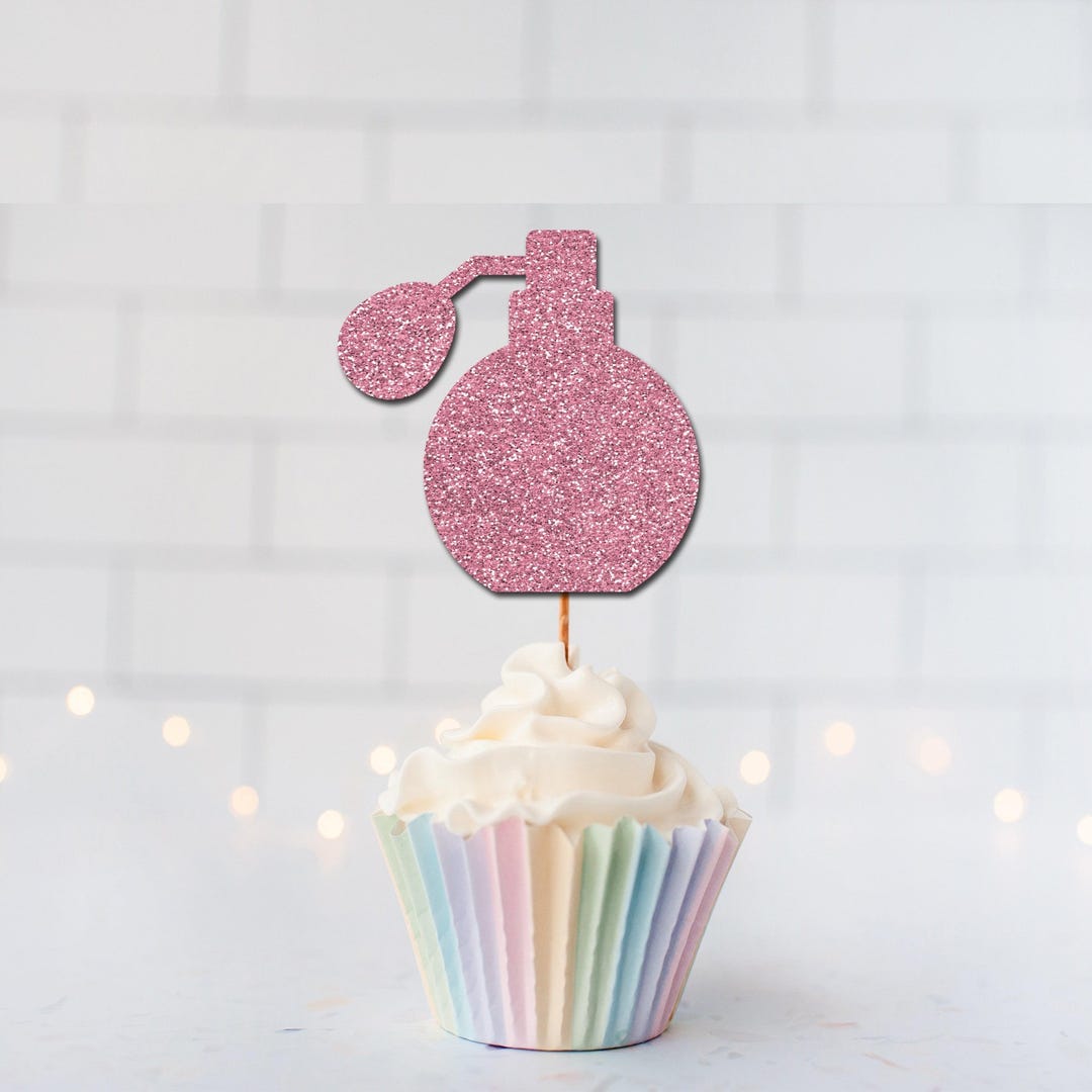 Glitter Perfume Cupcake Toppers, Glitter Cupcake Toppers, Glitter Cake ...