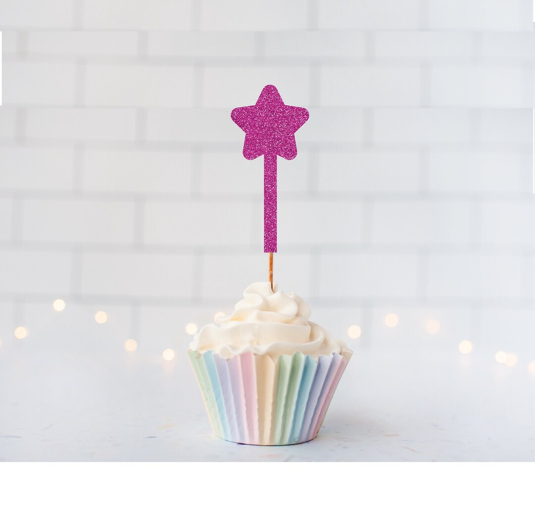 Glitter Magic Wand Cupcake Toppers Glitter Cupcake Toppers Glitter Cake ...
