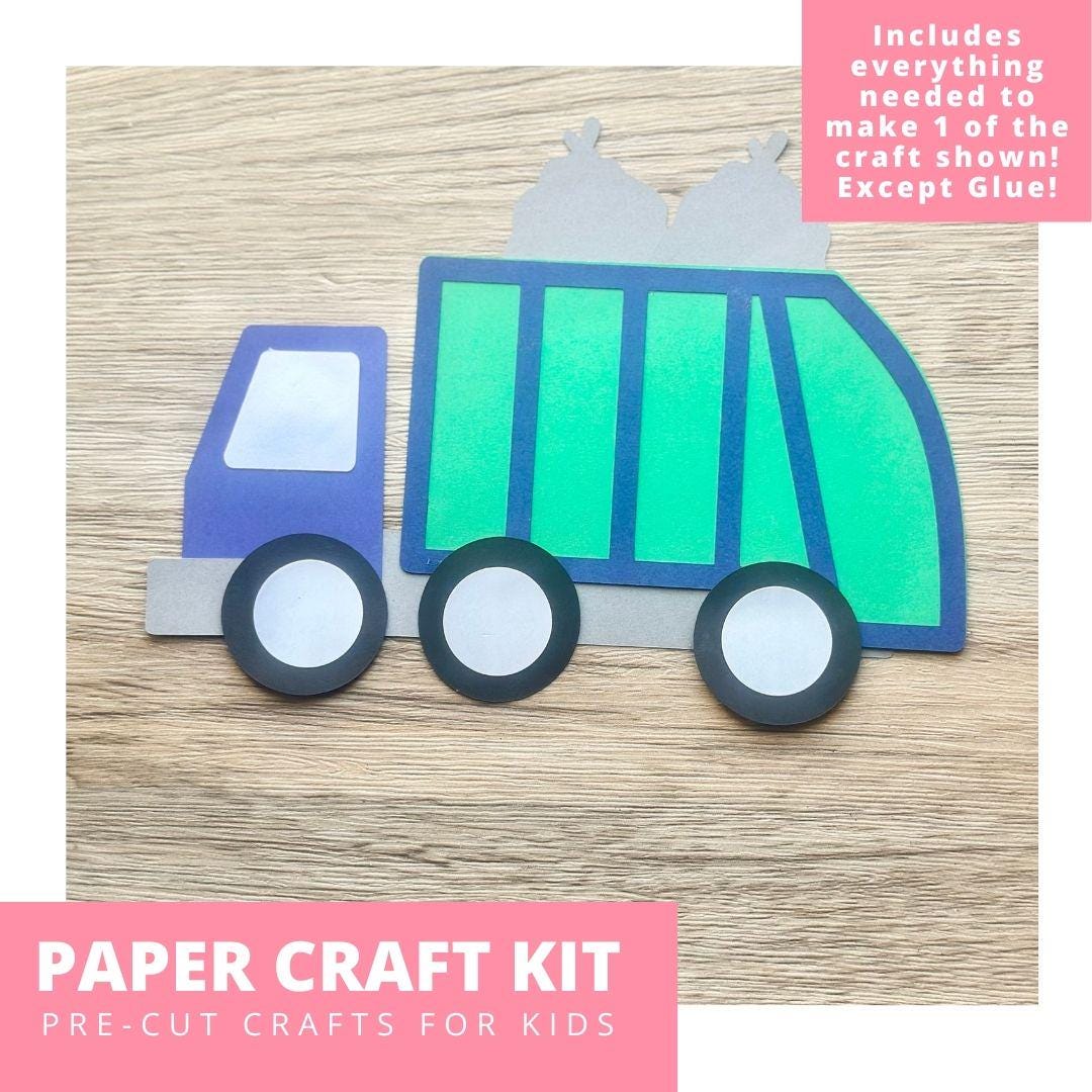 Garbage Truck Paper Craft Kit, Transportation Arts & Crafts Kit for ...