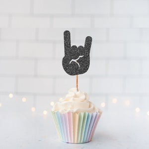Glitter Rock N' Roll Hands Cupcake Toppers, Rock on Party, Rock on ...