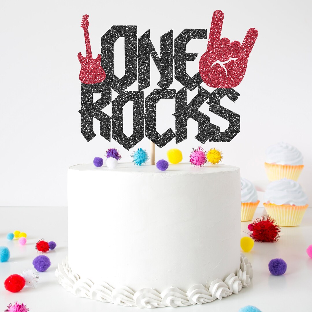 Any Age Rocks Cake Topper, Rock N Roll Cake Topper, Rock on Party, Rock ...