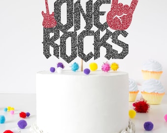 Rock Rockstar Rock N Roll One Rocks Cake Topper & Cupcake Toppers - Etsy