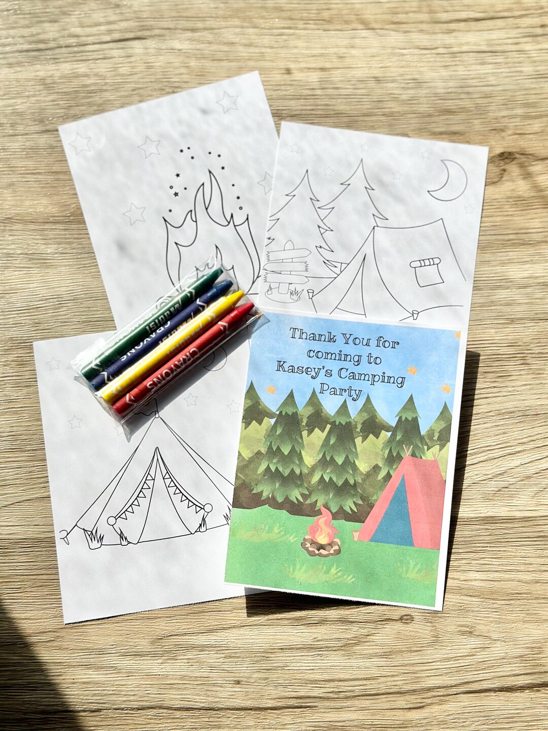 Personalized Camping Coloring Kit Favors, Camping Party Coloring Book ...