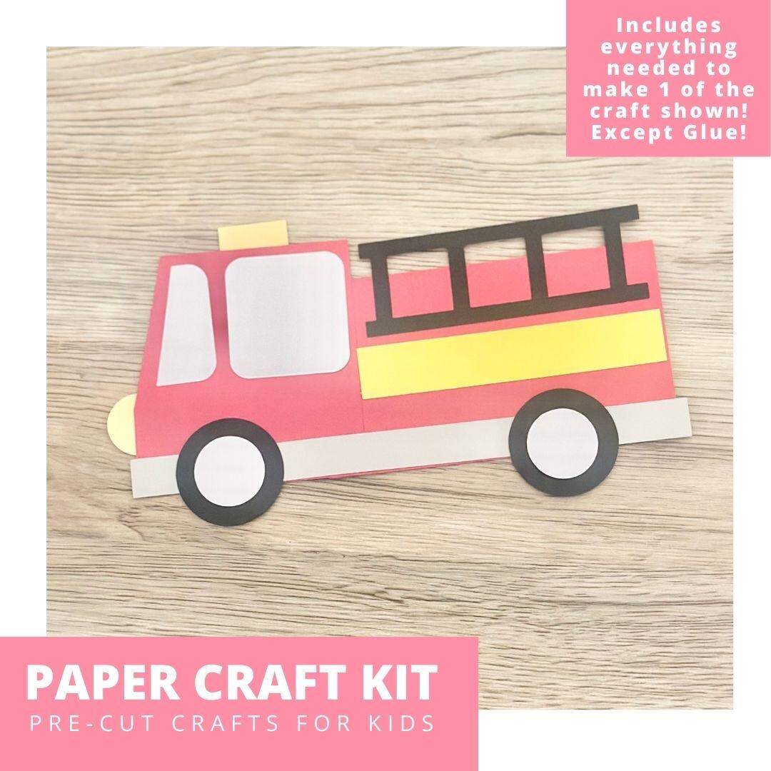 Fire Truck Paper Craft Kit, Firefighter Arts & Crafts Kit for Kids ...