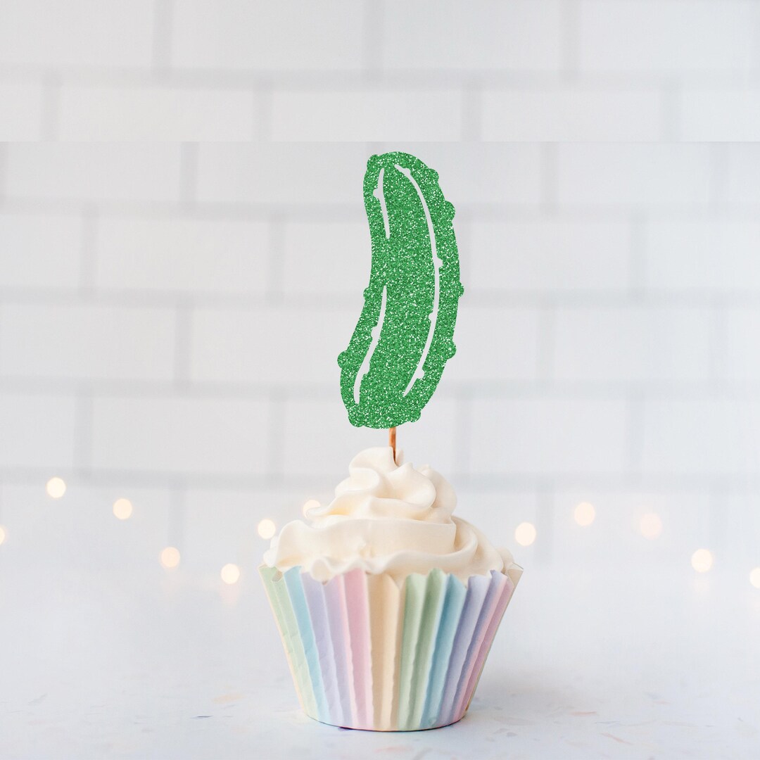Glitter Pickle Toppers, Glitter Cupcake Toppers, Glitter Cake Topper ...
