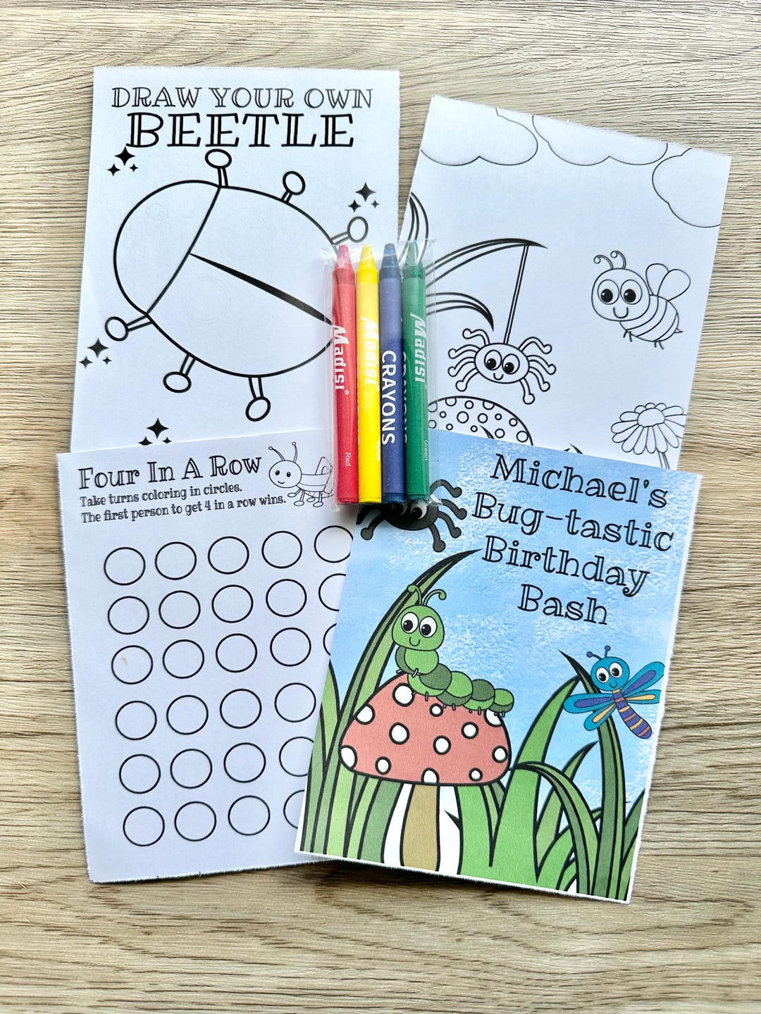 Personalized Insects Coloring Kit Favors, Bug Party Coloring Book ...