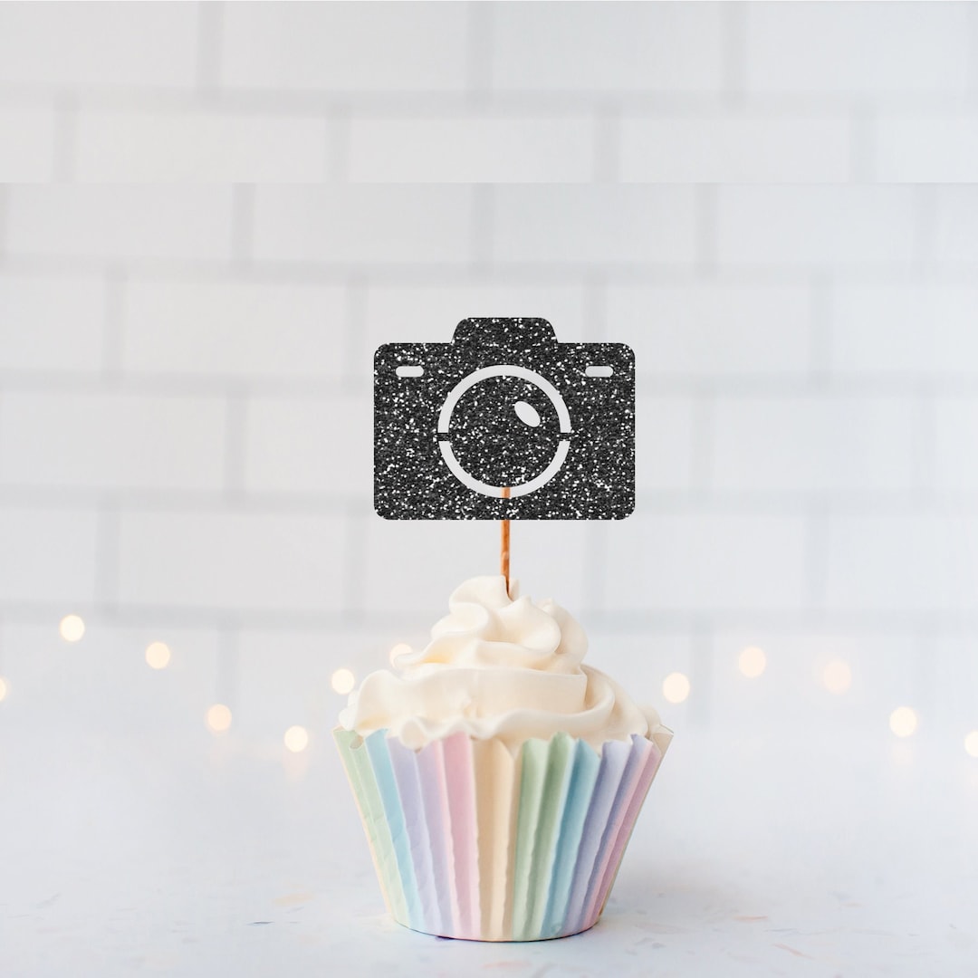 Glitter Camera Cupcake Toppers, Photography Party Decor, Photographer ...