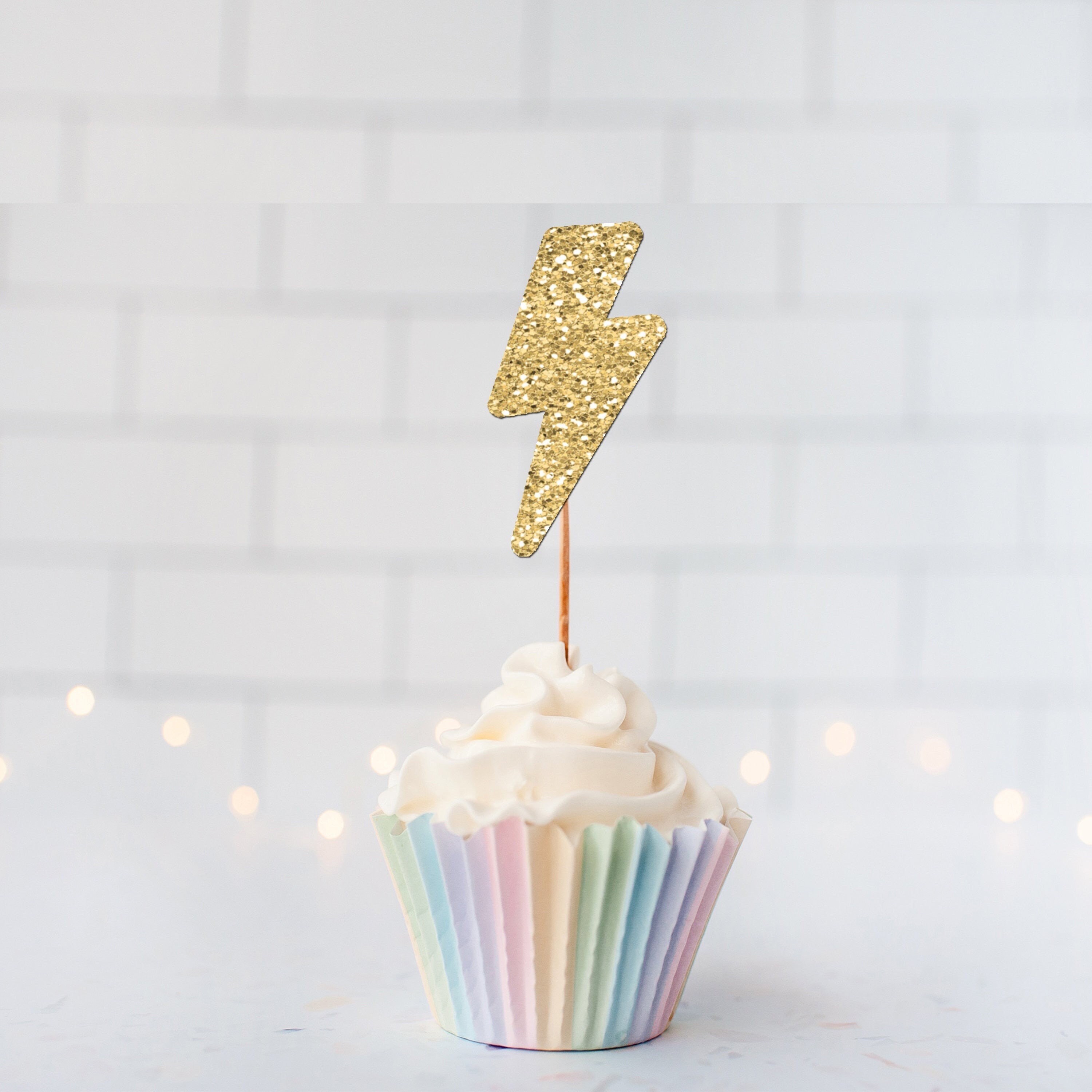 Glitter Lightning Bolt Cupcake Toppers Glitter Cupcake Toppers Glitter ...