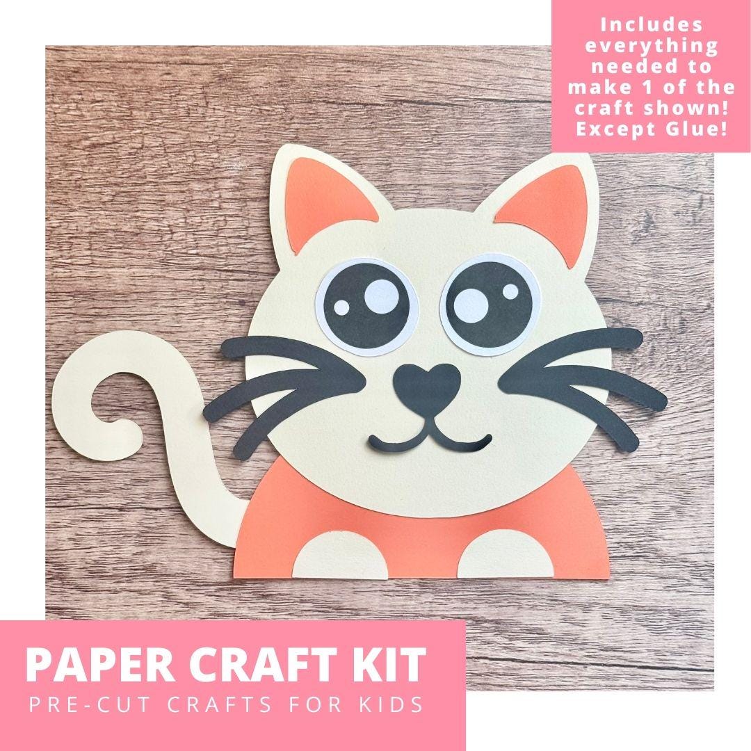 Happy Whiskers Cat Paper Craft Kit, Arts & Crafts Kit for Kids, Animal ...