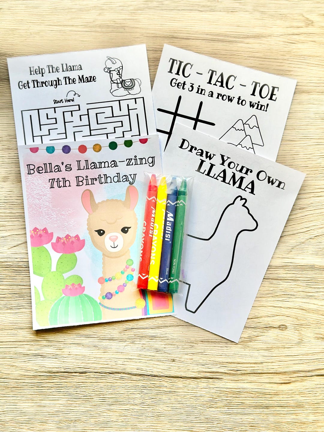 Personalized Llama Coloring Kit Favors, Llama Party Coloring Book ...