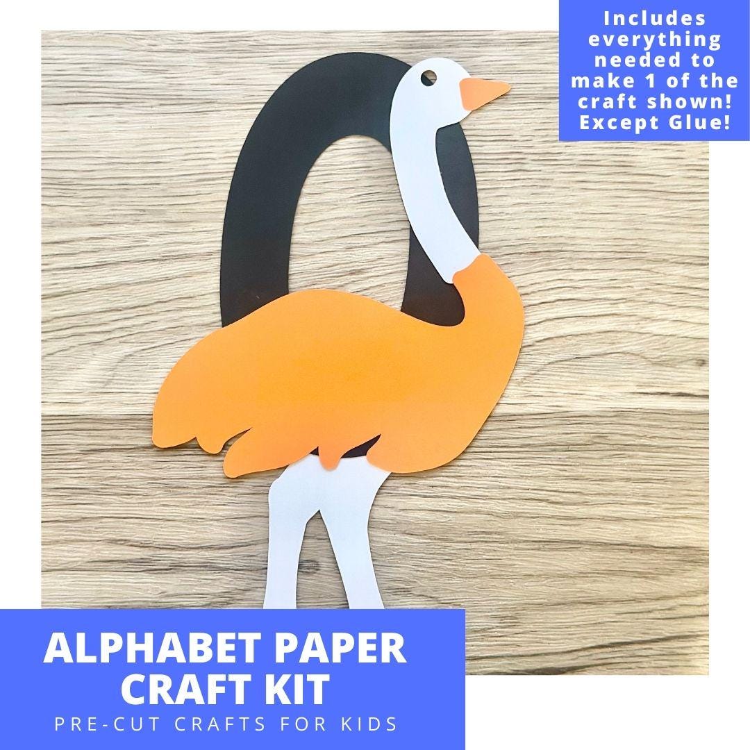O is for Ostrich Paper Craft Kit, Alphabet Arts & Crafts Kit for Kids ...