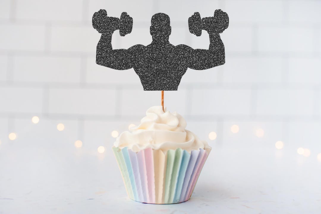 Glitter Bodybuilder Cupcake Toppers, Glitter Cupcake Toppers, Glitter ...