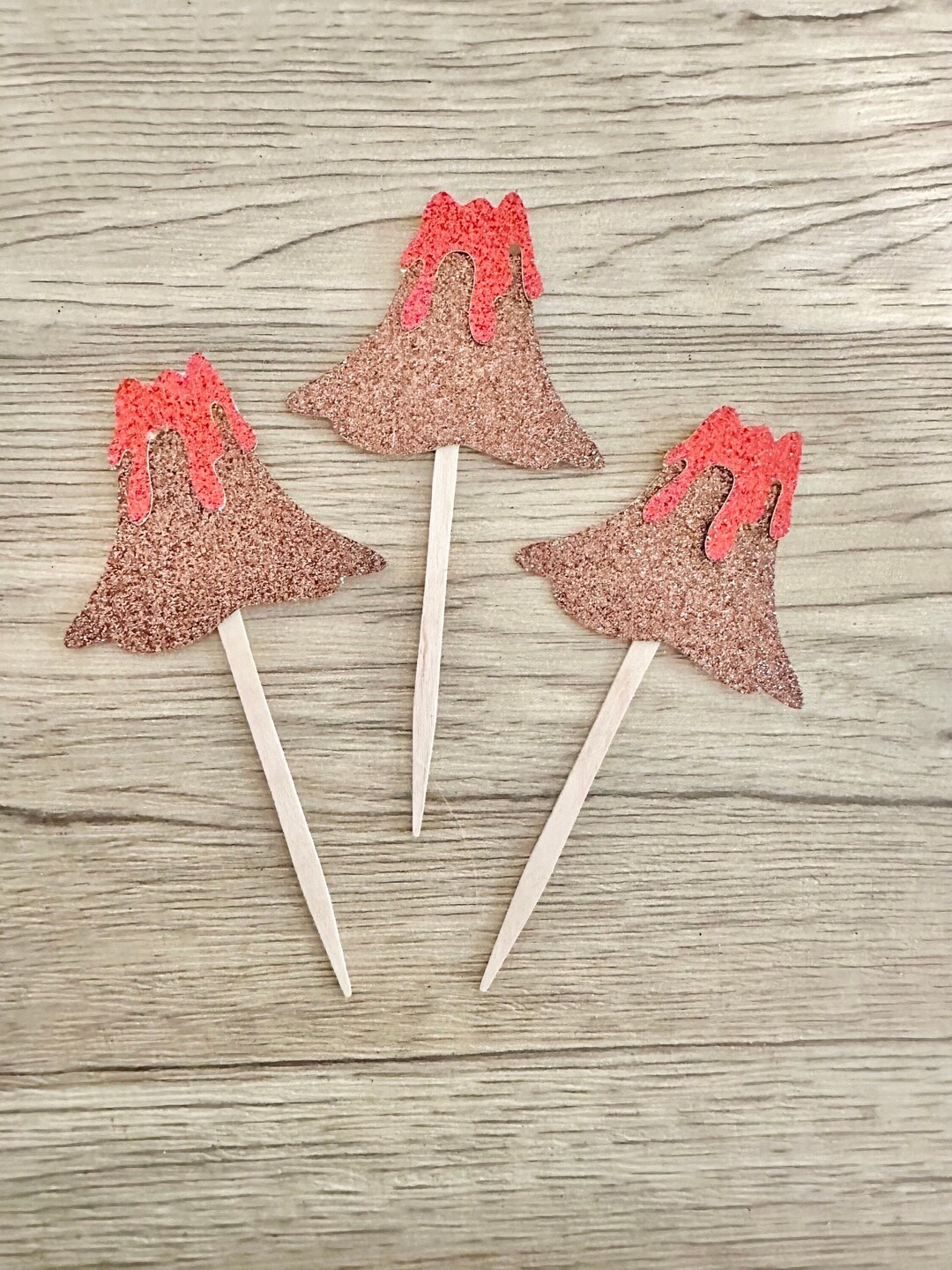 Glitter Volcano Cupcake Toppers, Volcano Lava Decor, Floor is Lava ...