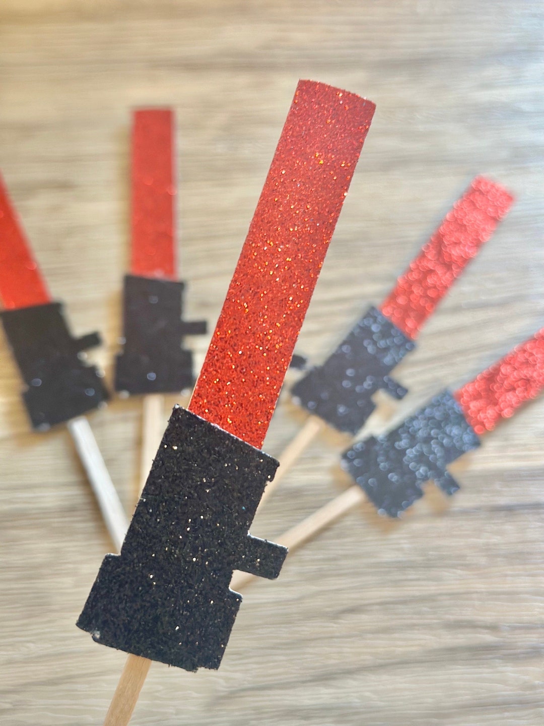 Glitter Light Saber Cupcake Toppers, Space Wars Theme, Light Side, Dark ...