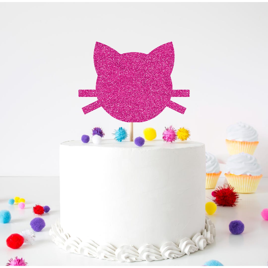Glitter Cat Cake Topper, Kitty Party, Cat Birthday, Meow Theme, Pet ...