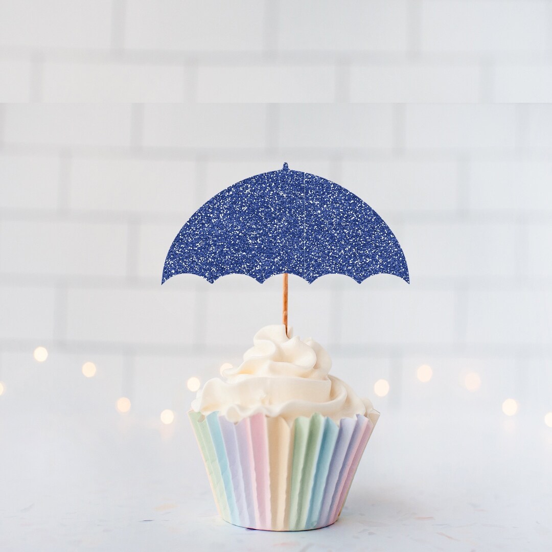 Glitter Umbrella Cupcake Toppers, Baby Shower Decor, Baby Sprinkle ...