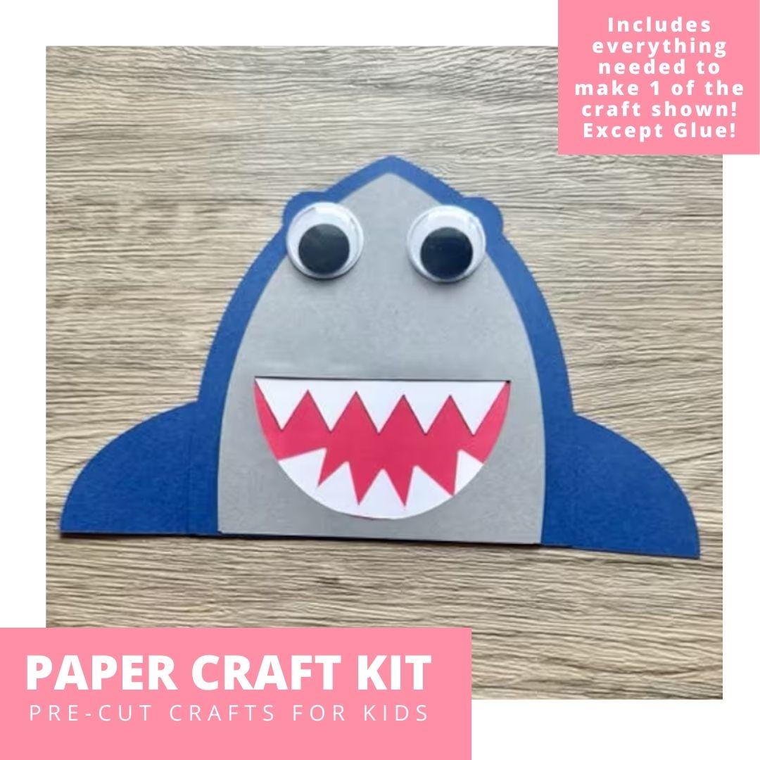 Shark Paper Craft Kit, Shark Arts & Crafts Kit for Kids, Shark Craft ...