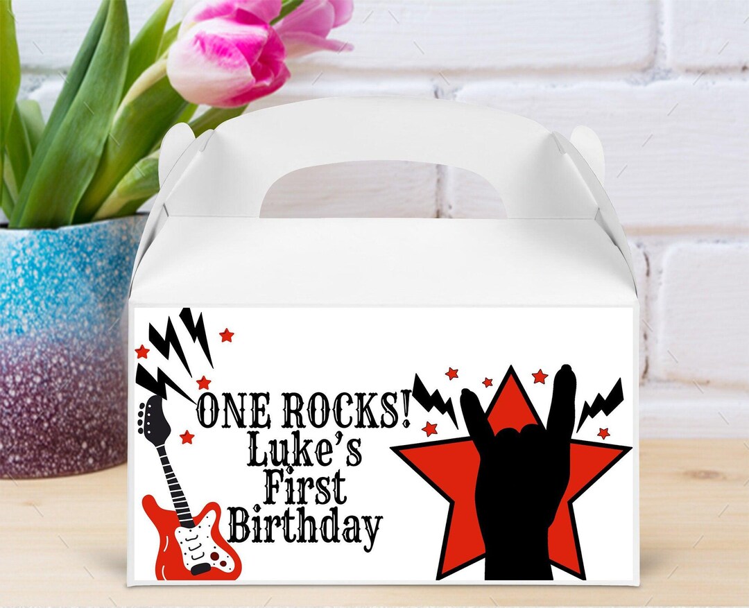 Personalized Rock and Roll Party Boxes - 2pk, Custom Rock on Goodie Box ...