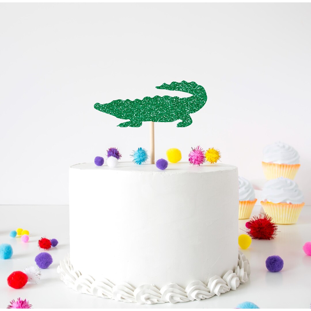 Glitter Alligator Cake Topper, Jungle Safari, Zoo Animals, Crocodiles ...