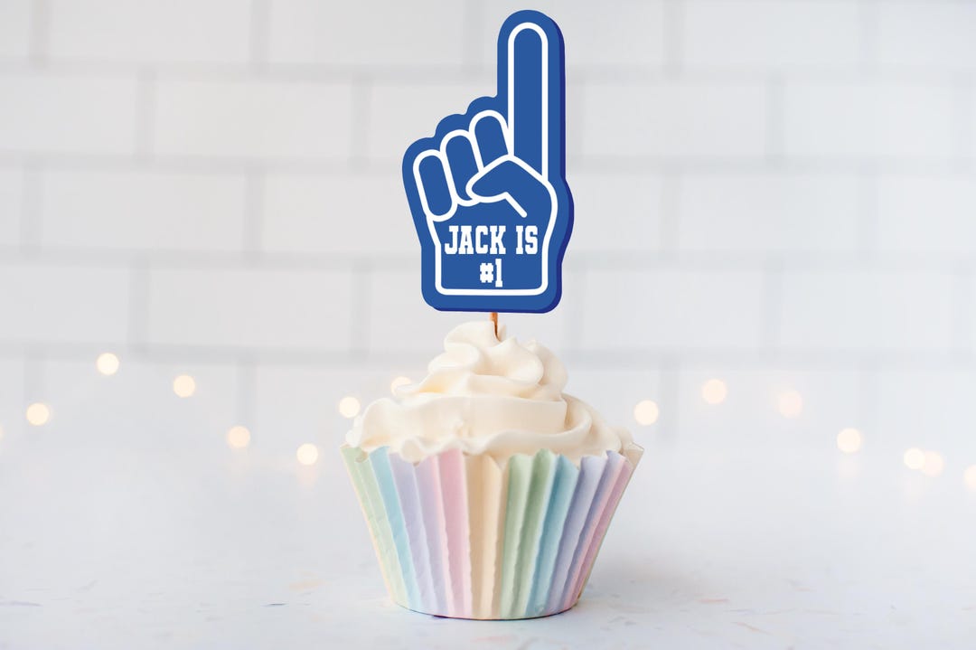 Personalized Printed Foam Finger Cupcake Toppers, Sports Theme Cupcake ...