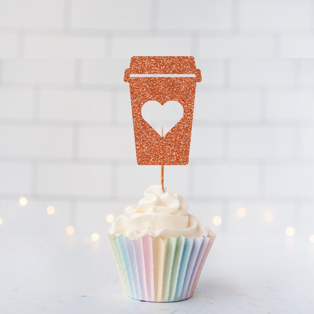 Glitter Tall Coffee Cup Toppers, Coffee Lover Party, Latte Theme ...