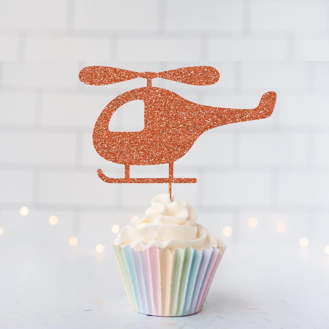 Glitter Helicopter Cupcake Toppers, Glitter Cupcake Toppers, Glitter ...