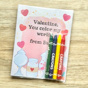 Personalized Valentines Coloring Kit Favors, Valentine's Day Coloring ...