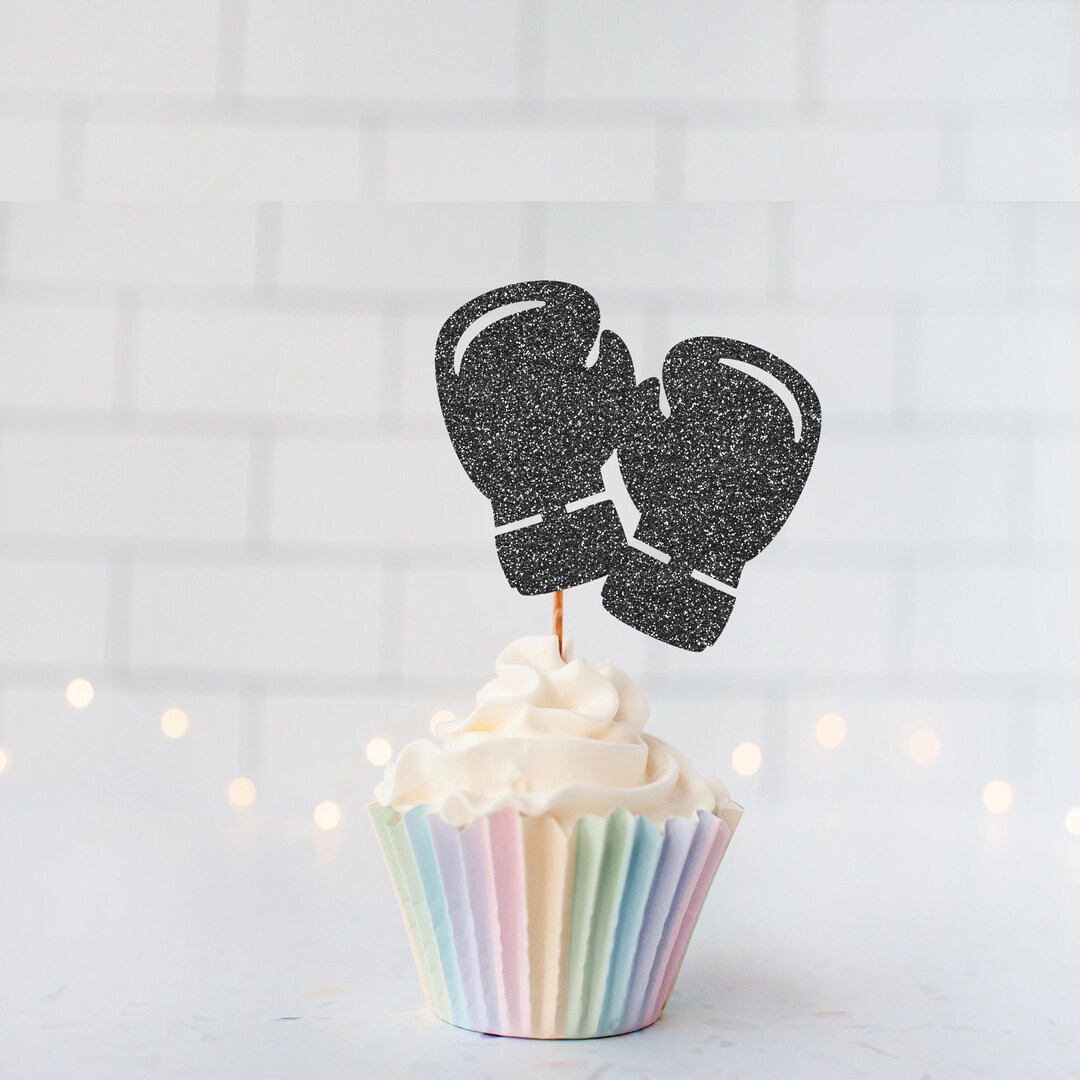 Glitter Boxing Gloves Cupcake Toppers, Glitter Cupcake Toppers, Glitter ...